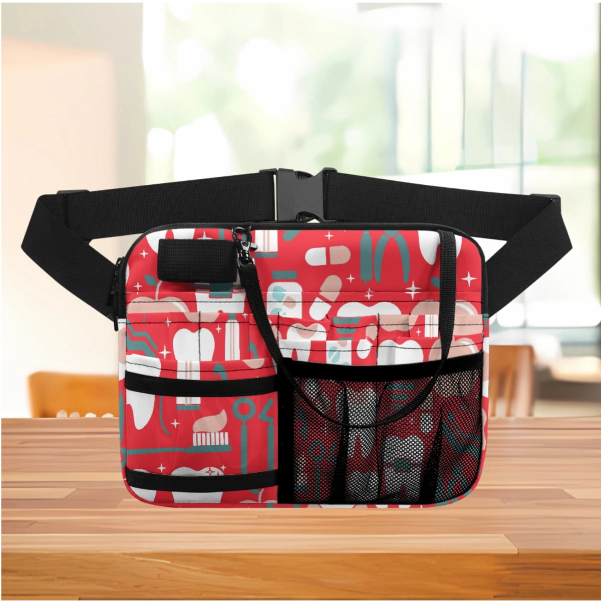 Belidome Multi-Pocket Pouch Nurse Teeth Cartoon Printing Women Waist ...