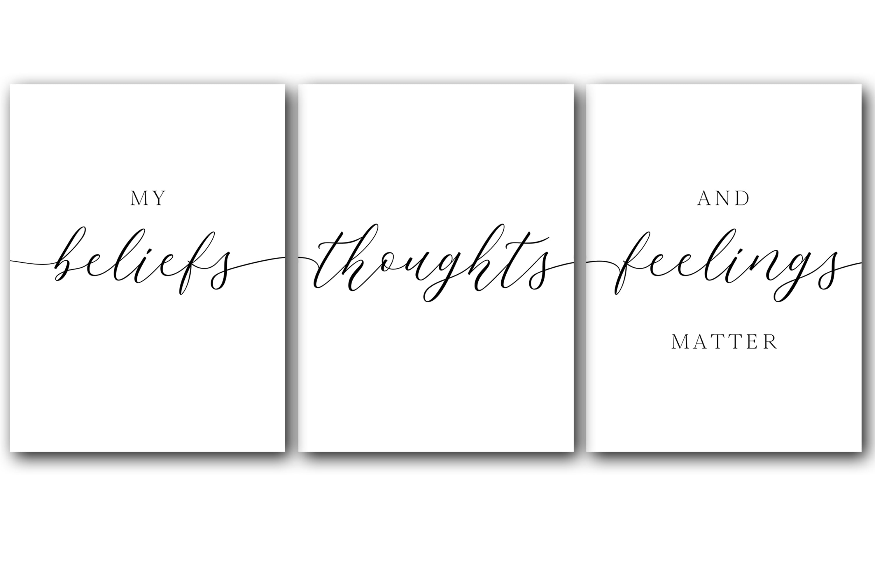 Beliefs, Thoughts, and Feelings, Set of 3 Poster Prints, Home Wall ...