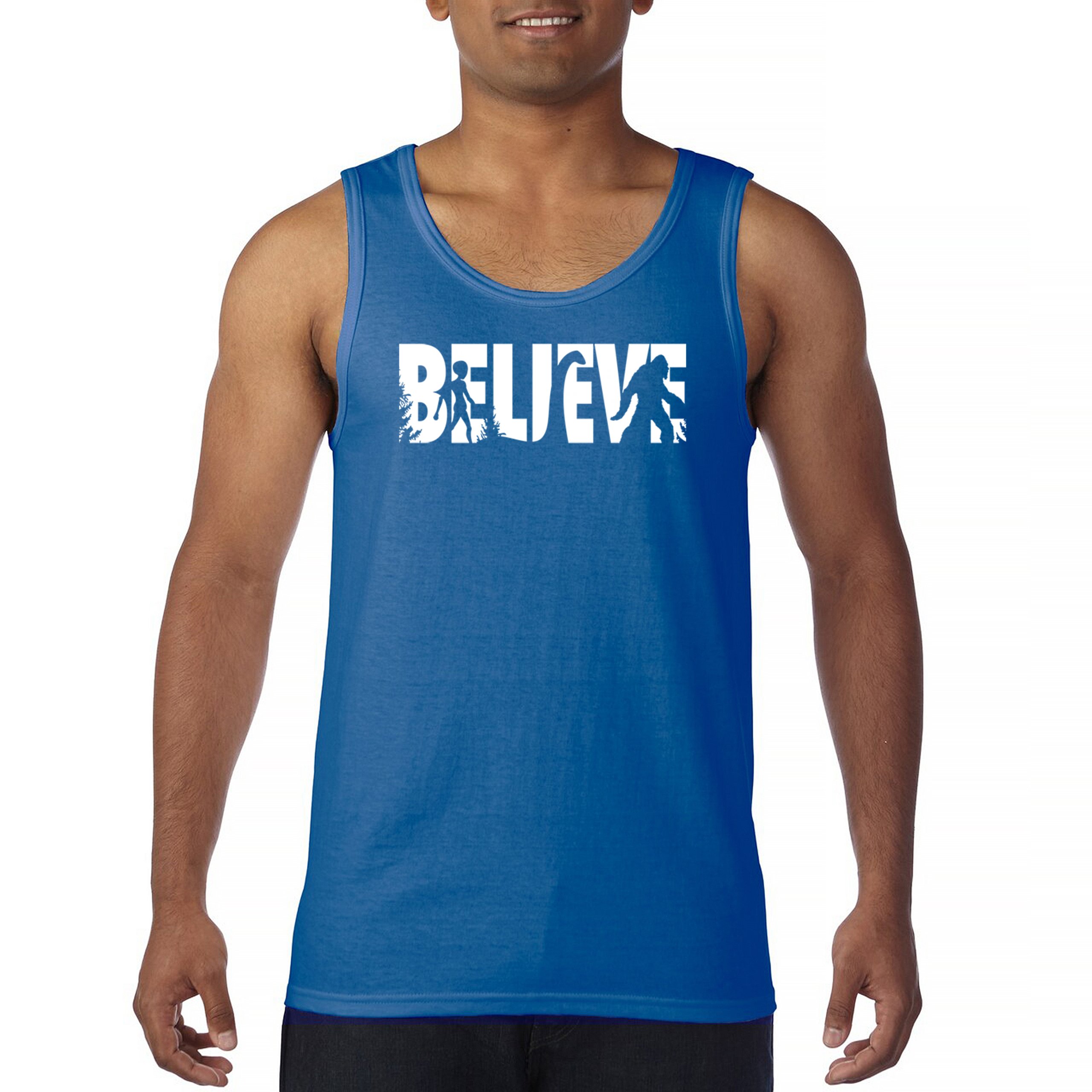 Believe Alien Bigfoot Loch Ness Monster Tank Top Funny Space UFO Hunter ...