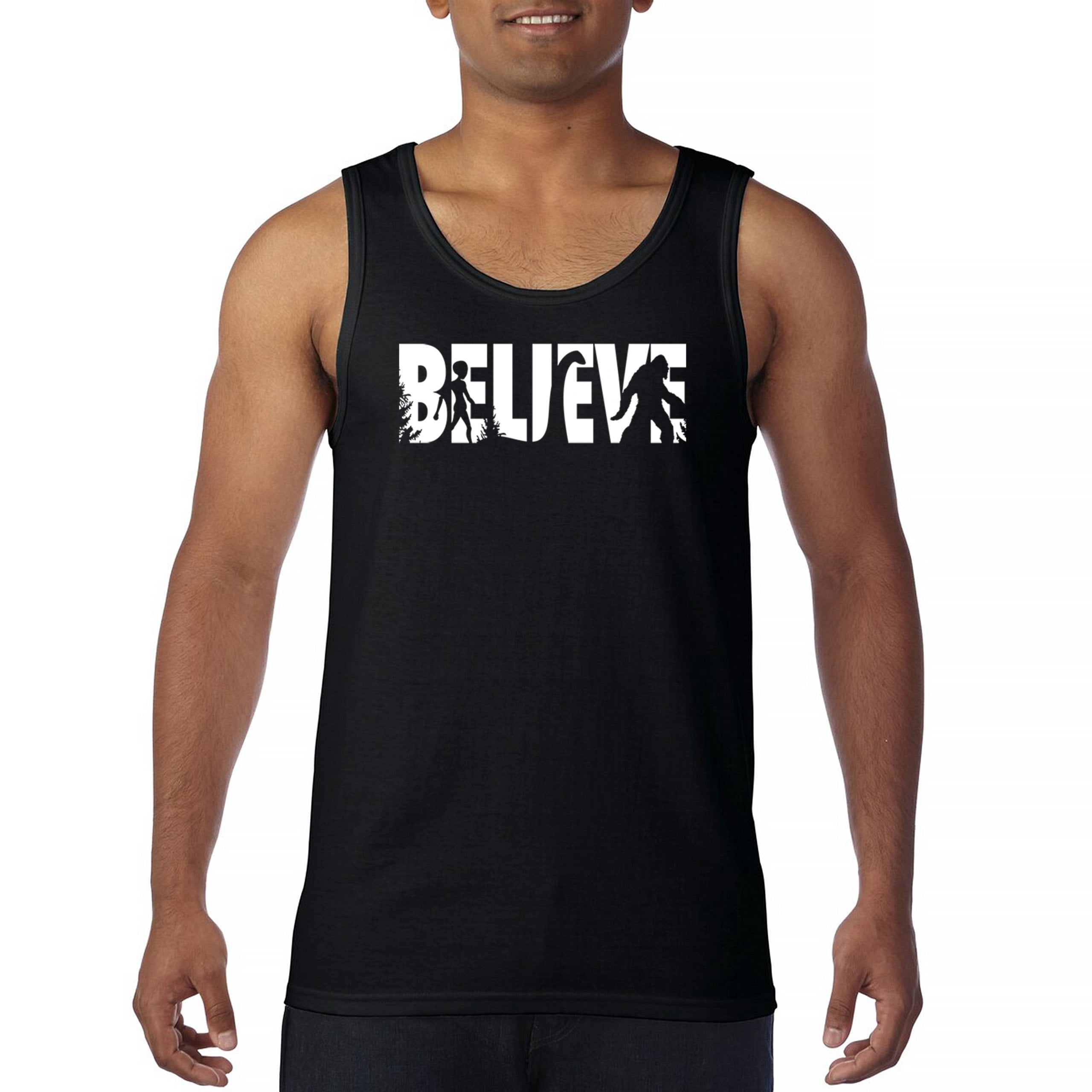 Believe Alien Bigfoot Loch Ness Monster Tank Top Funny Space UFO Hunter ...