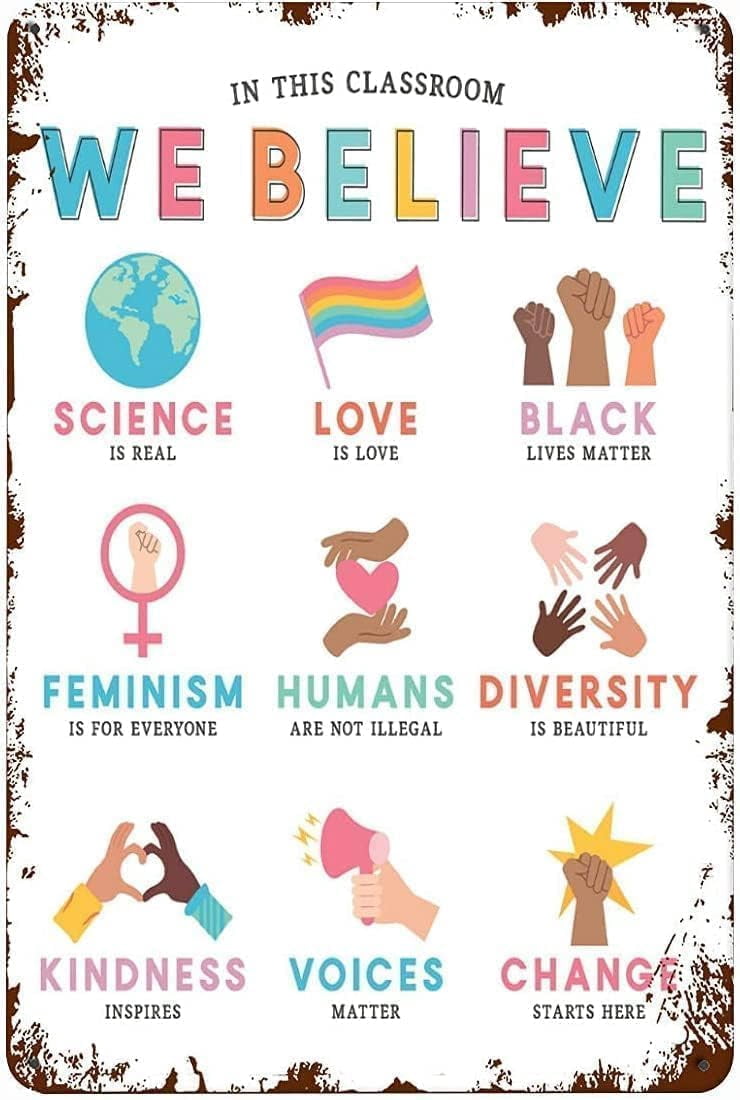 We Believe Art Diversity Education Kindness Vintage Metal Aluminum Tin ...