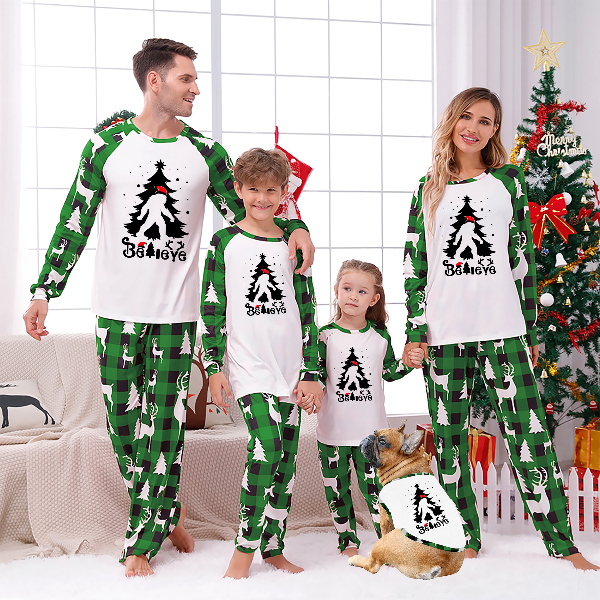 Believe Bigfoot Christmas Pajamas Set, Family Holiday Sleepwear for Men ...