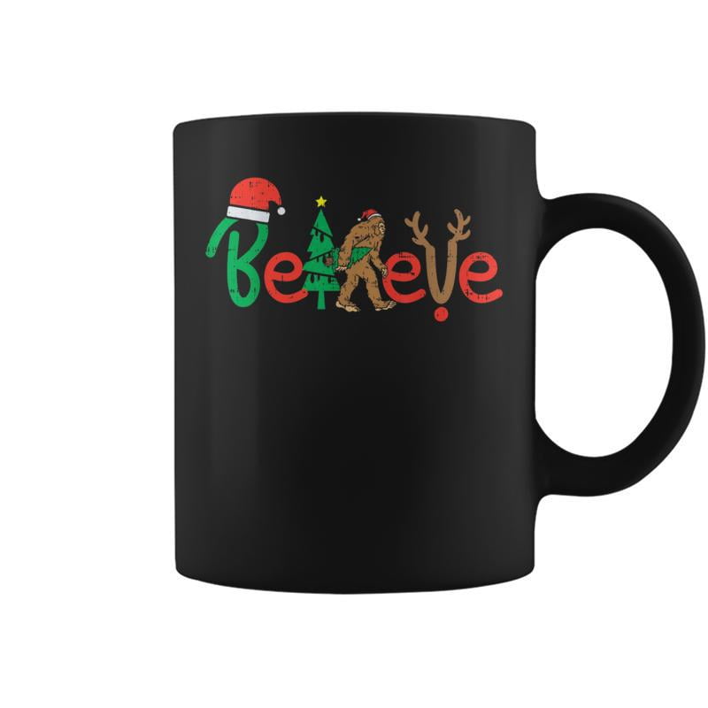 Believe Bigfoot Sasquatch Santa Reindeer Christmas Tree Coffee Mugs ...
