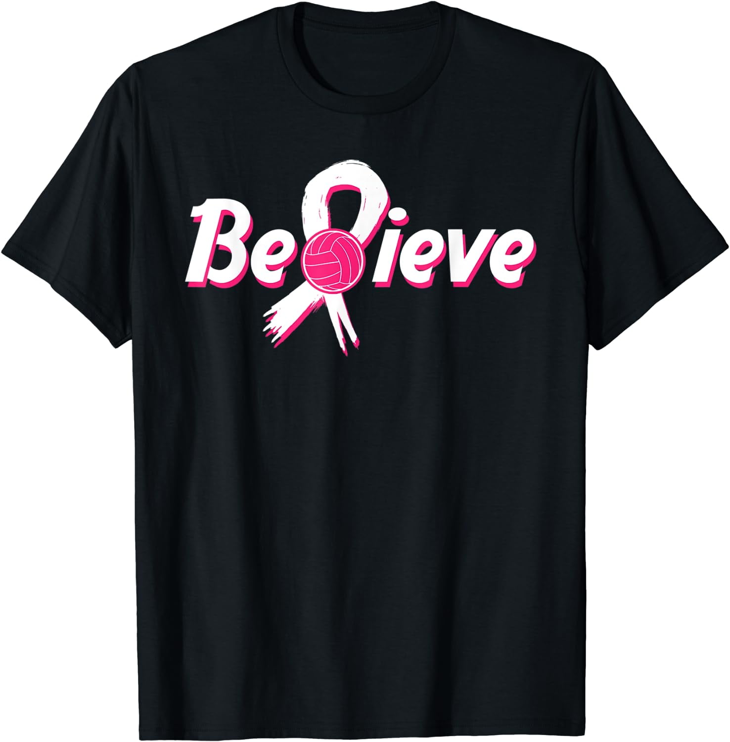 Believe Breast Cancer Volleyball Mammogram Sport Pink Ribbon T-Shirt ...