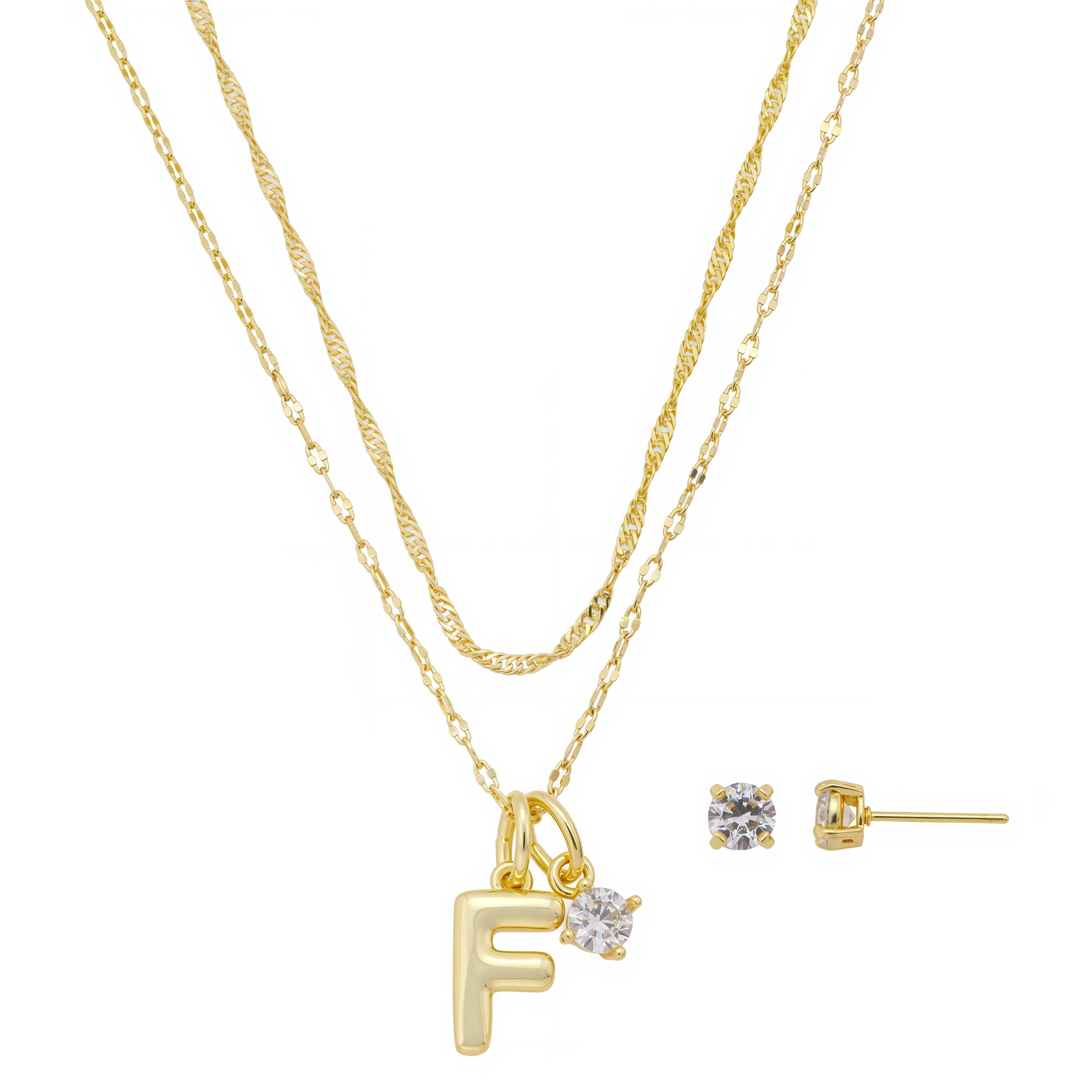 Believe by Brilliance Women's 14Kt Gold Flash Plated Initial F Slider ...