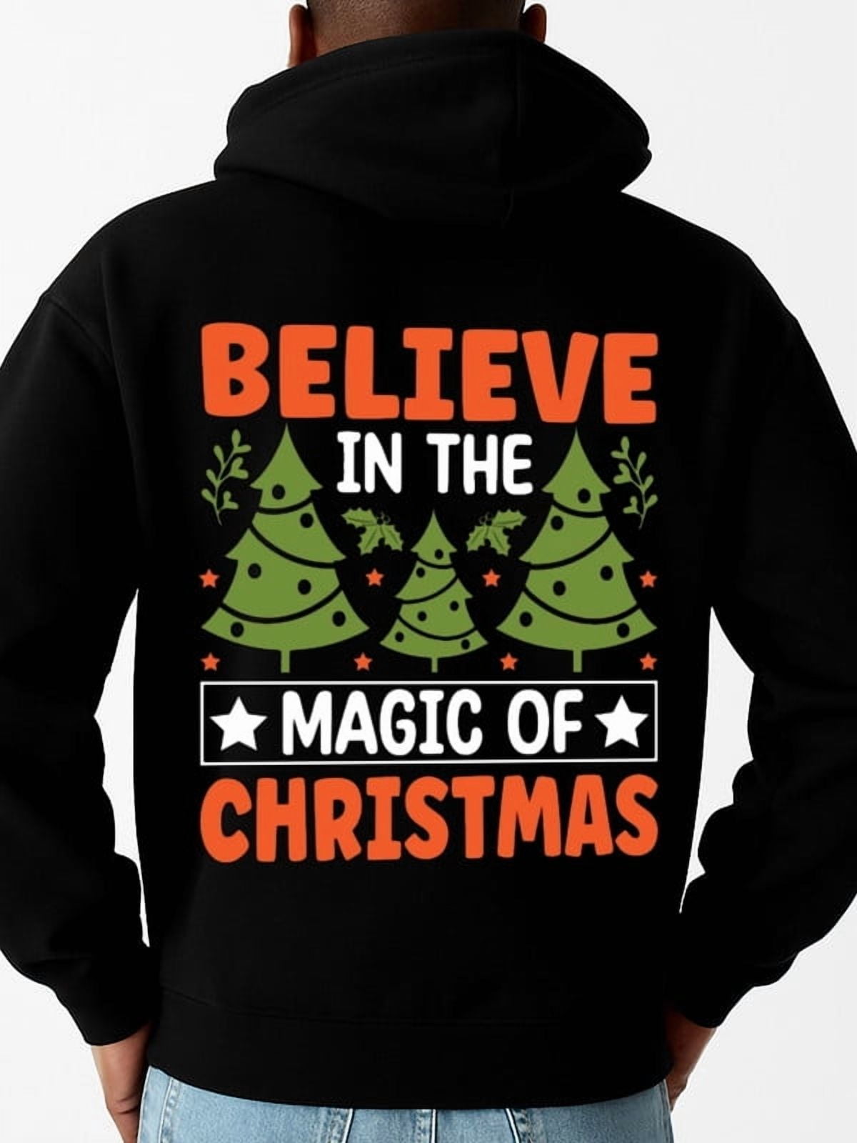 Believe in Christmas Christmas men sweatshirts graphic hoodies black ...