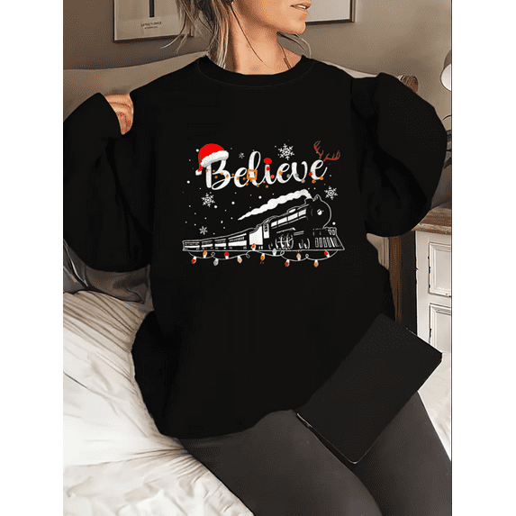 Believe Christmas Express Train To The North Pole Fun Sweatshirt, for ...
