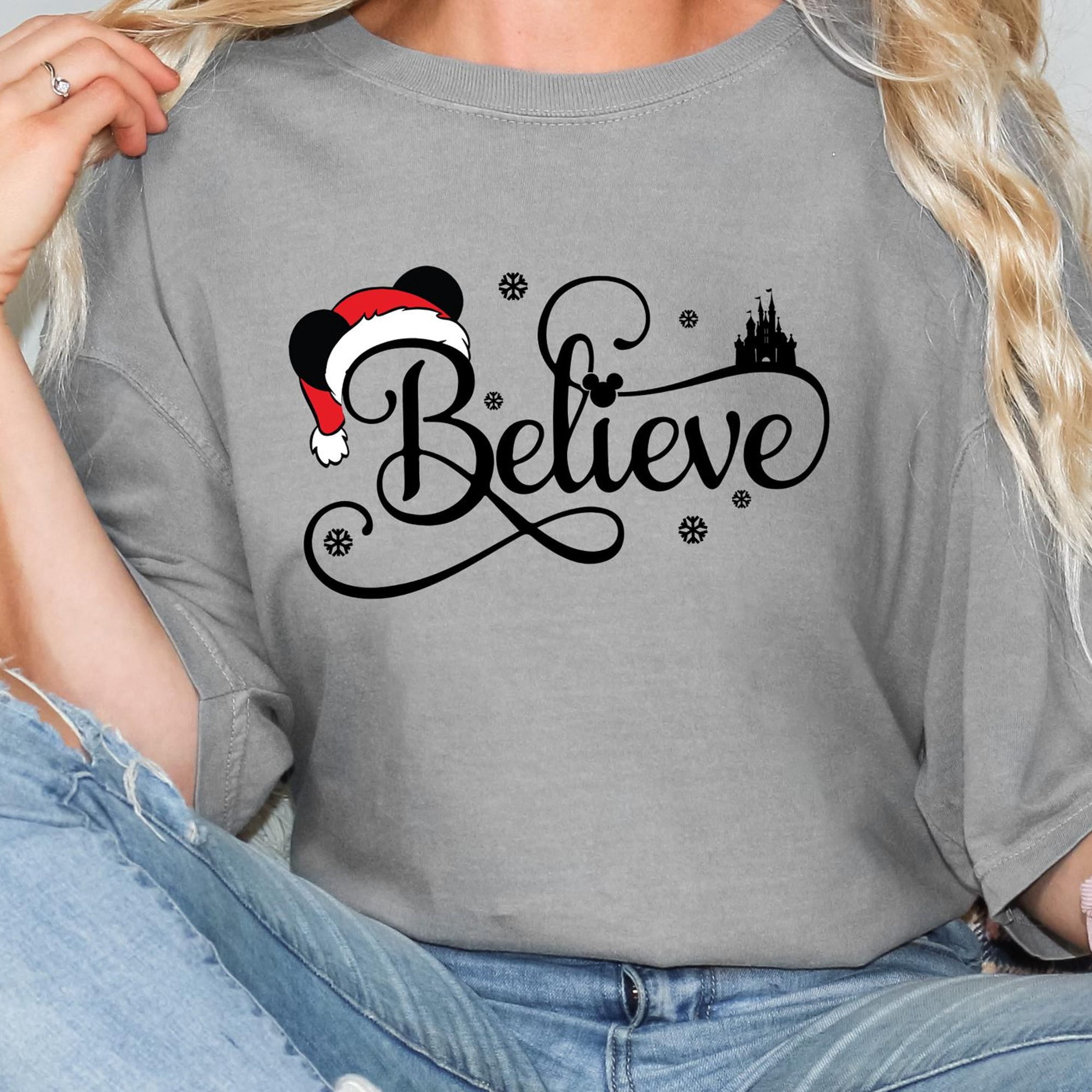Believe Christmas TShirt Cute Holiday Shirt Festive Winter Graphic Top ...