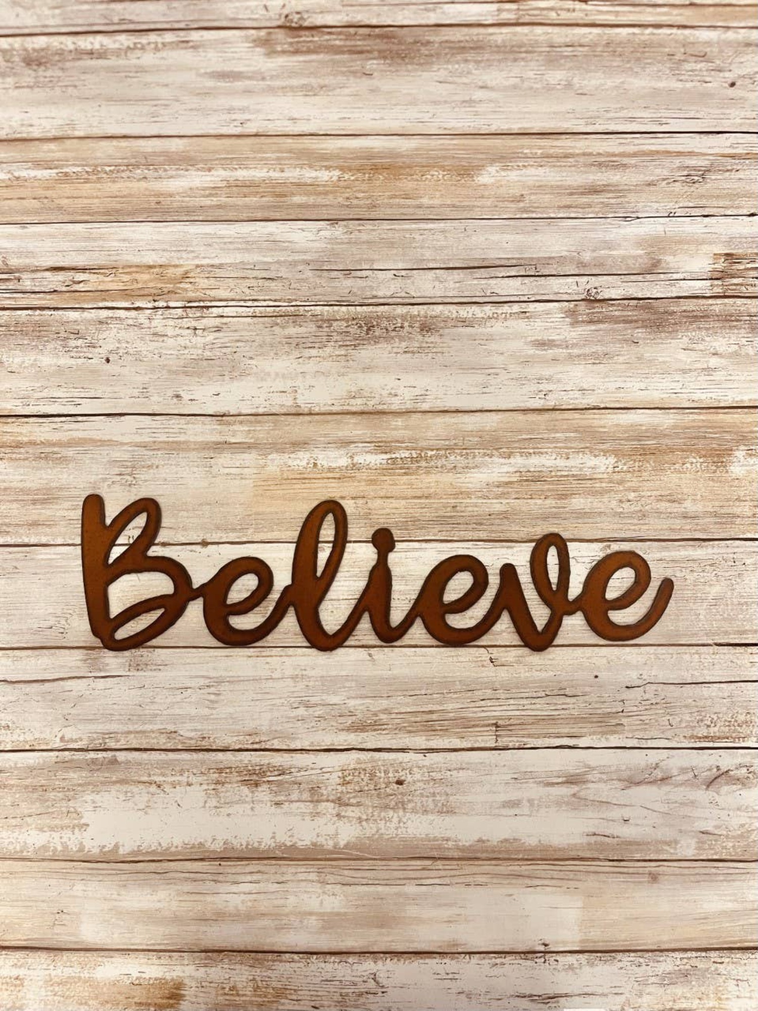 Believe Cursive Metal Rustic Sign - Walmart.com