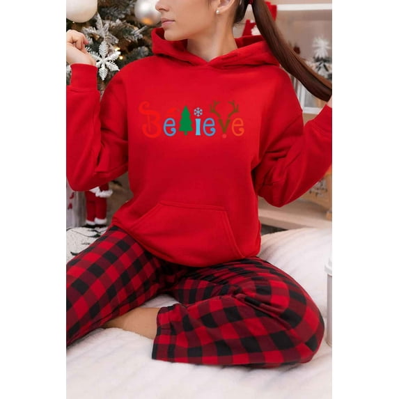 Believe Festive Christmas Holiday Family Party Unisex Hoodie up to 5XL - Walmart.com