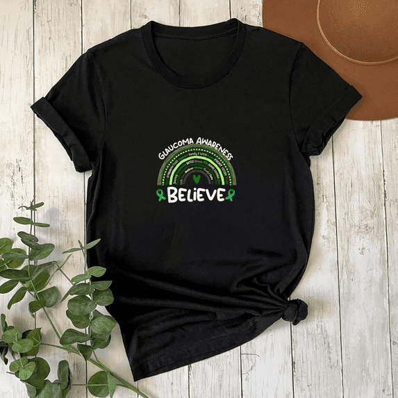 Believe Glaucoma Awareness Month Ribbon Support Unisex T-Shirt, S-5XL ...