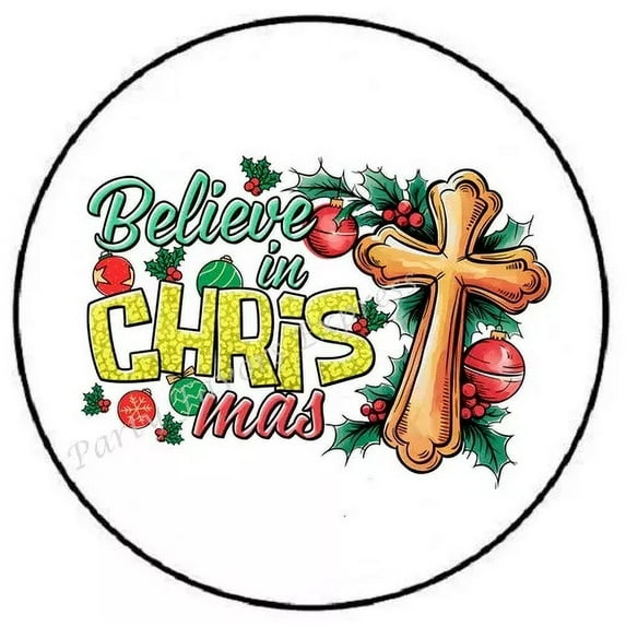 Believe In Christmas Religious Cross Stickers Party Favors Phone Decal ...