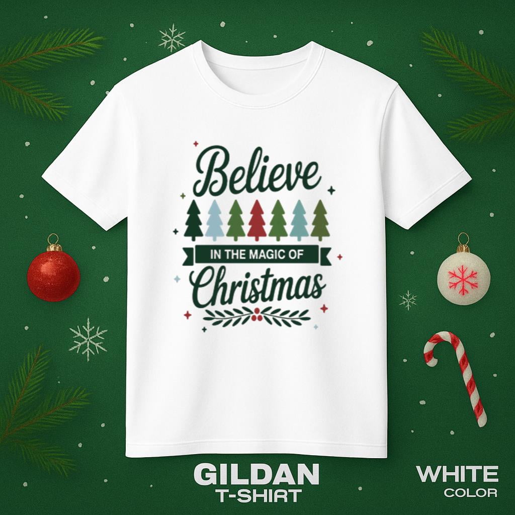 Believe In The Magic Of Christmas Festive Holiday Retro Cheer Unisex T-Shirt, for men & women ...