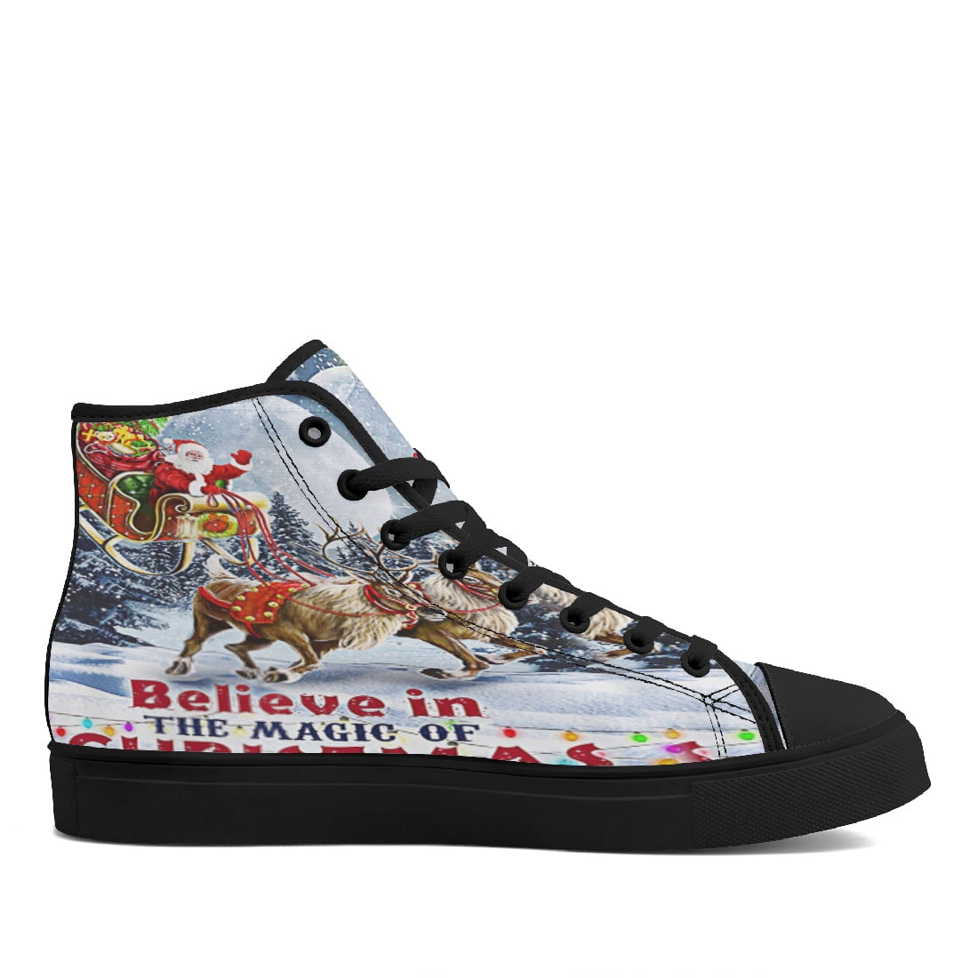 Believe In The Magic Of Christmas Santa Sleigh High Top Canvas Shoes ...