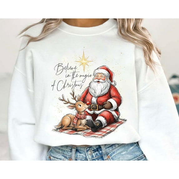 Believe In The Magic Of Shirt, Santa And Reindeer Graphic Tee, , Magic ...