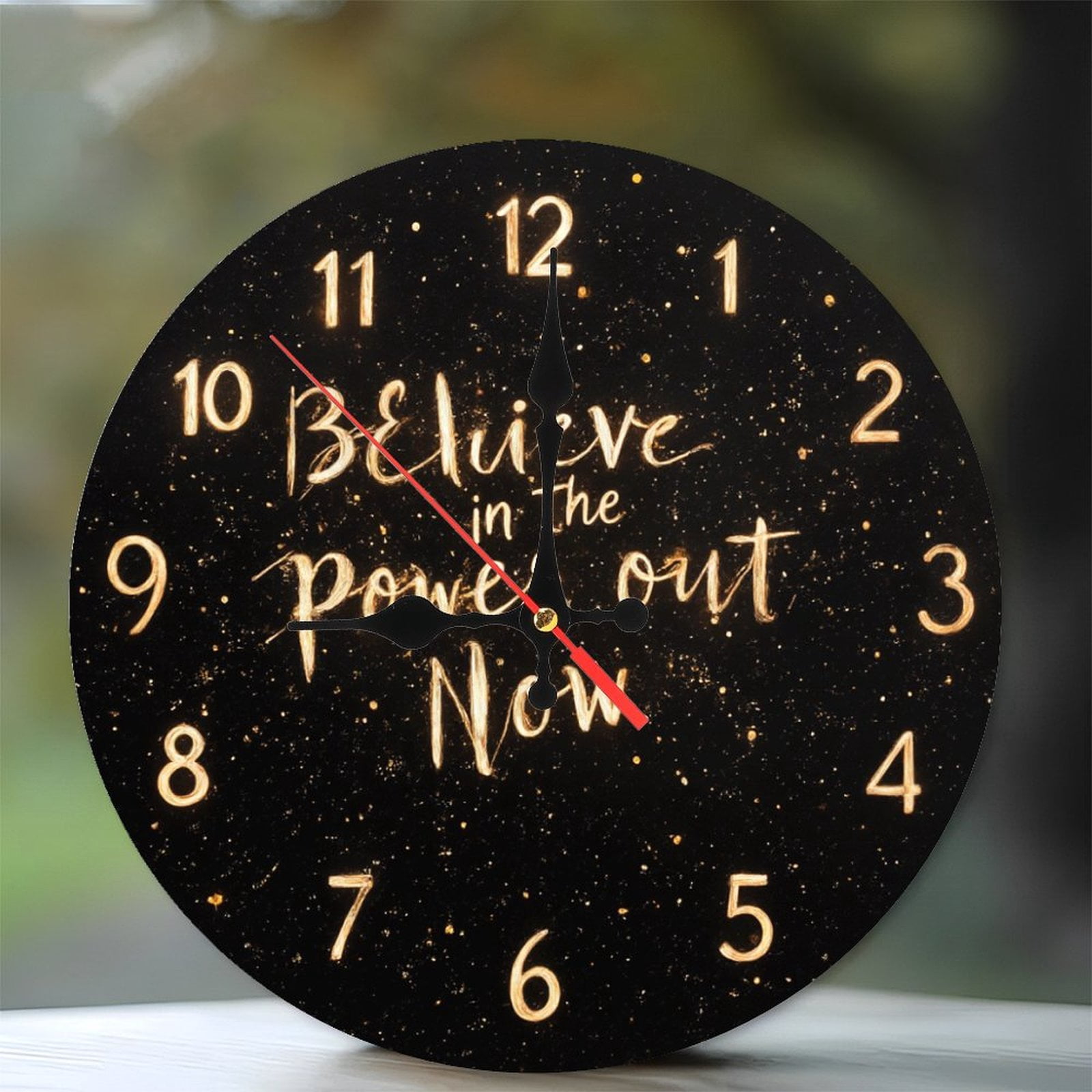 Believe In The Power Now Motivational Wall Clock 10-Inch Silent Wooden ...