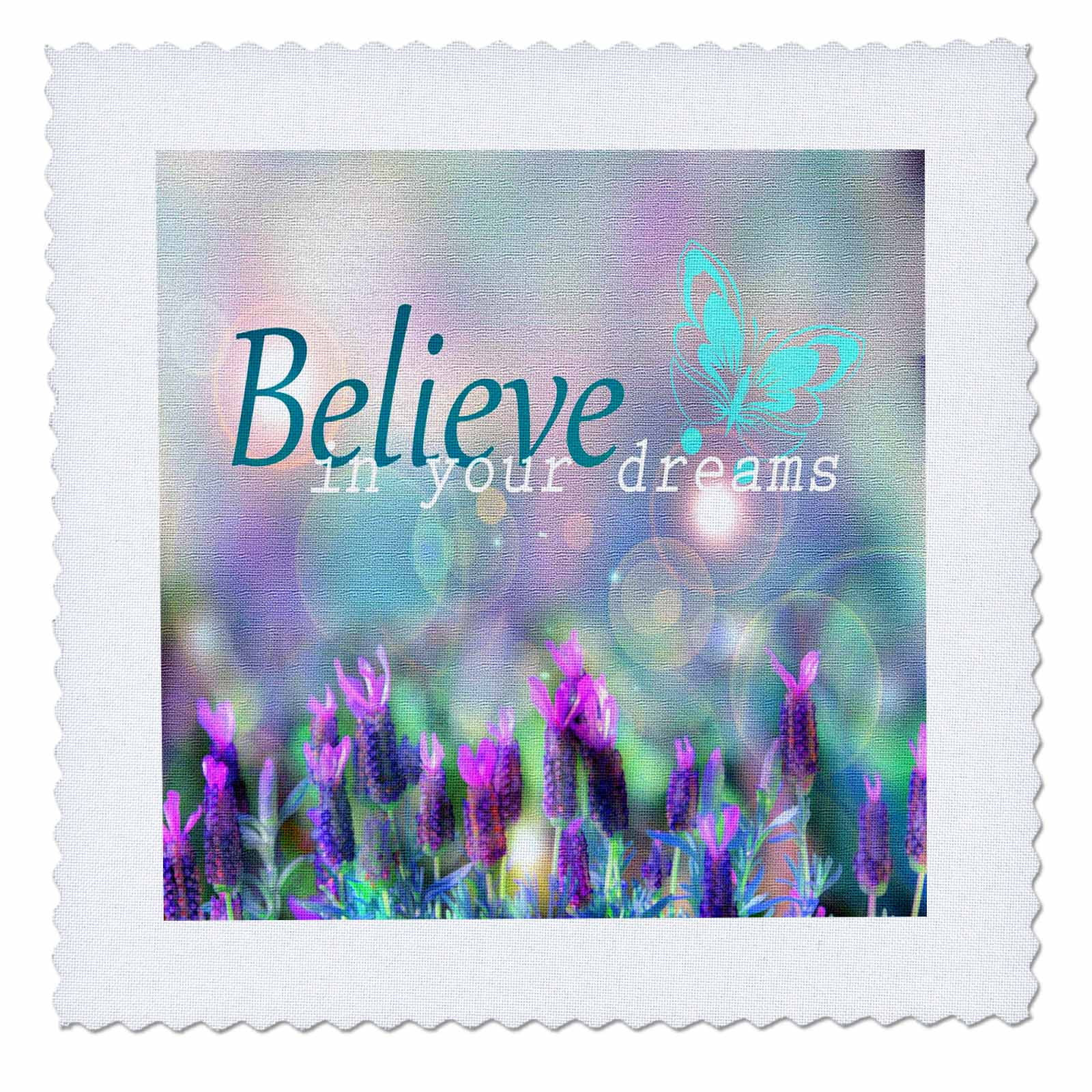 3dRose, Believe In Your Dreams, Butterfly and Purple Flowers, 3dramm ...