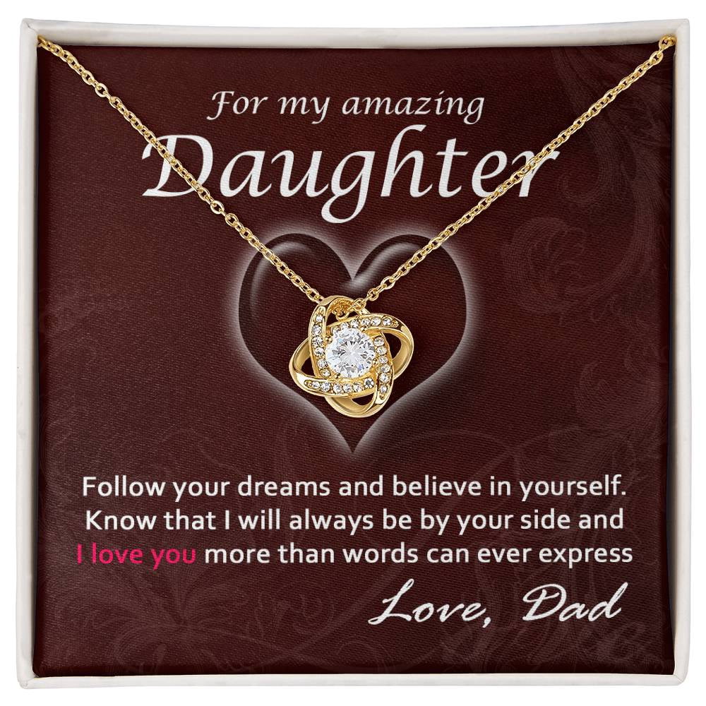 Believe In Yourself - Love Knot Necklace - White/Yellow Plated ...