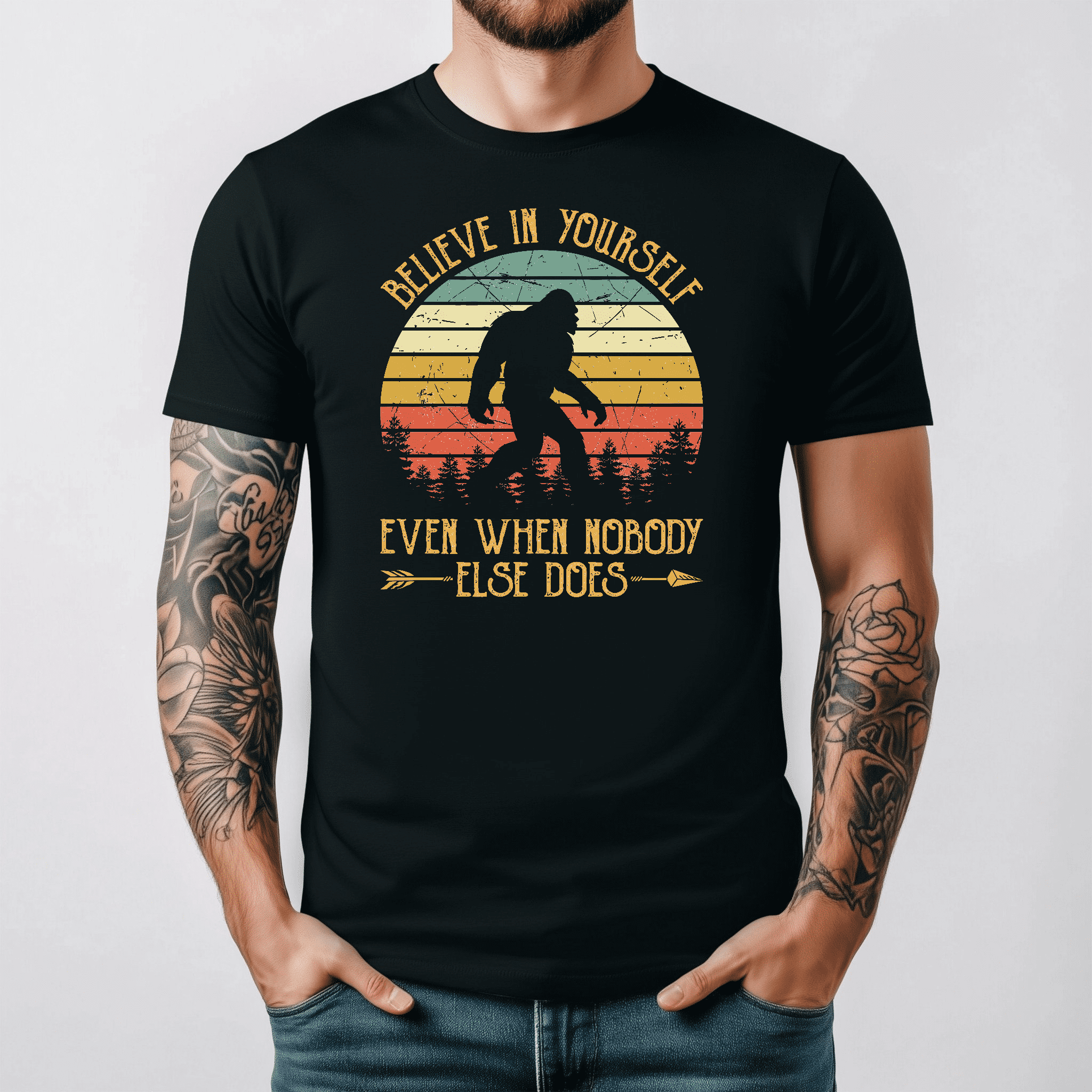 Believe In Yourself No One Else Funny Bigfoot Graphic T-shirt V16803 ...