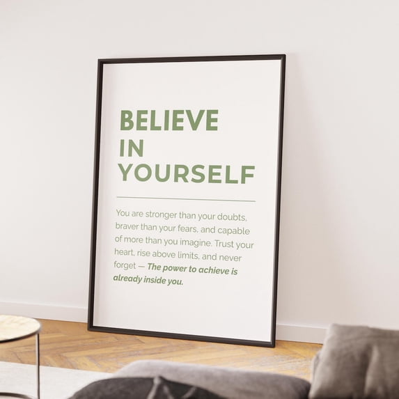 Believe In Yourself Wall Art Print, Unframed Paper Poster 24x36in ...