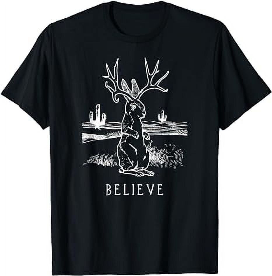 Believe Jackalope T Shirt, Cryptid Rabbit Bunny Tee Apparel - Walmart.com