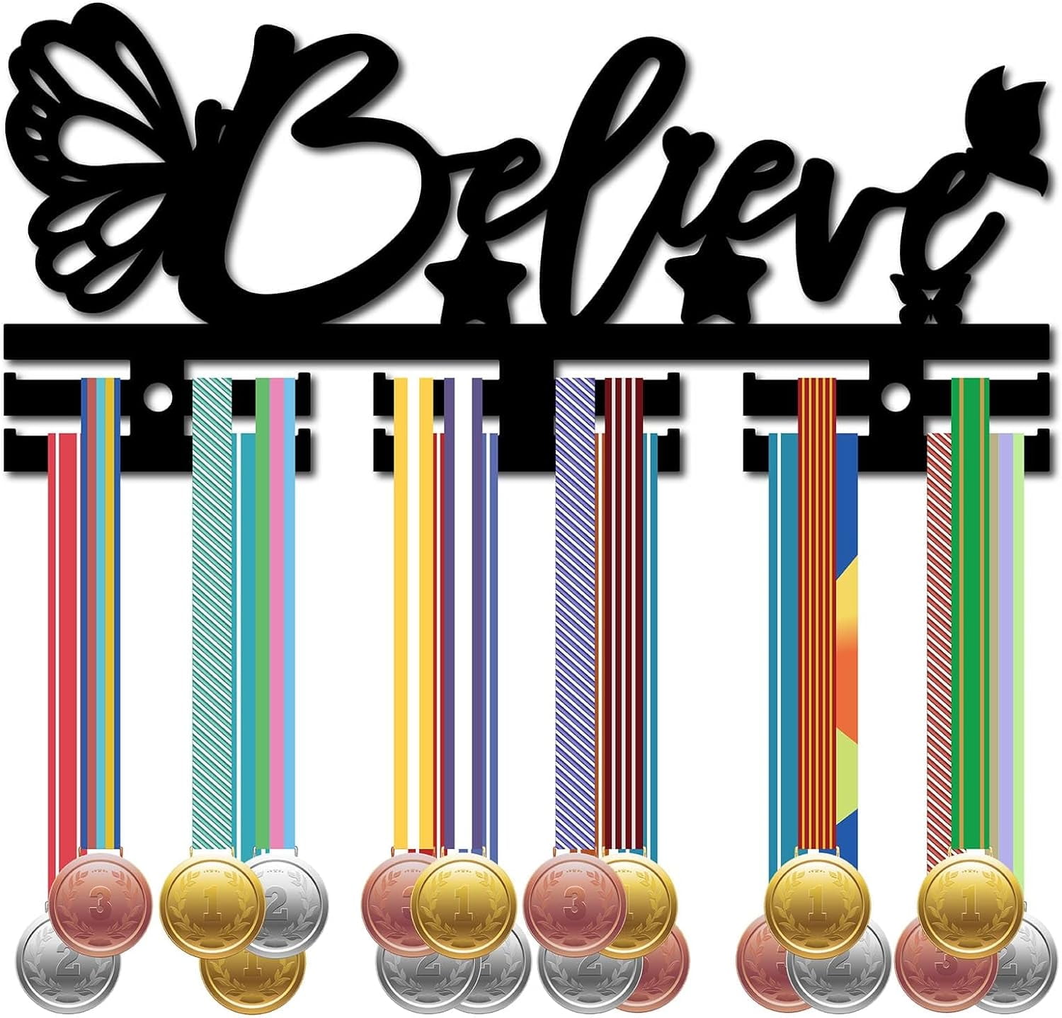 Believe Medal Holder Hanger Medals Display Rack Black Acrylic Medal ...