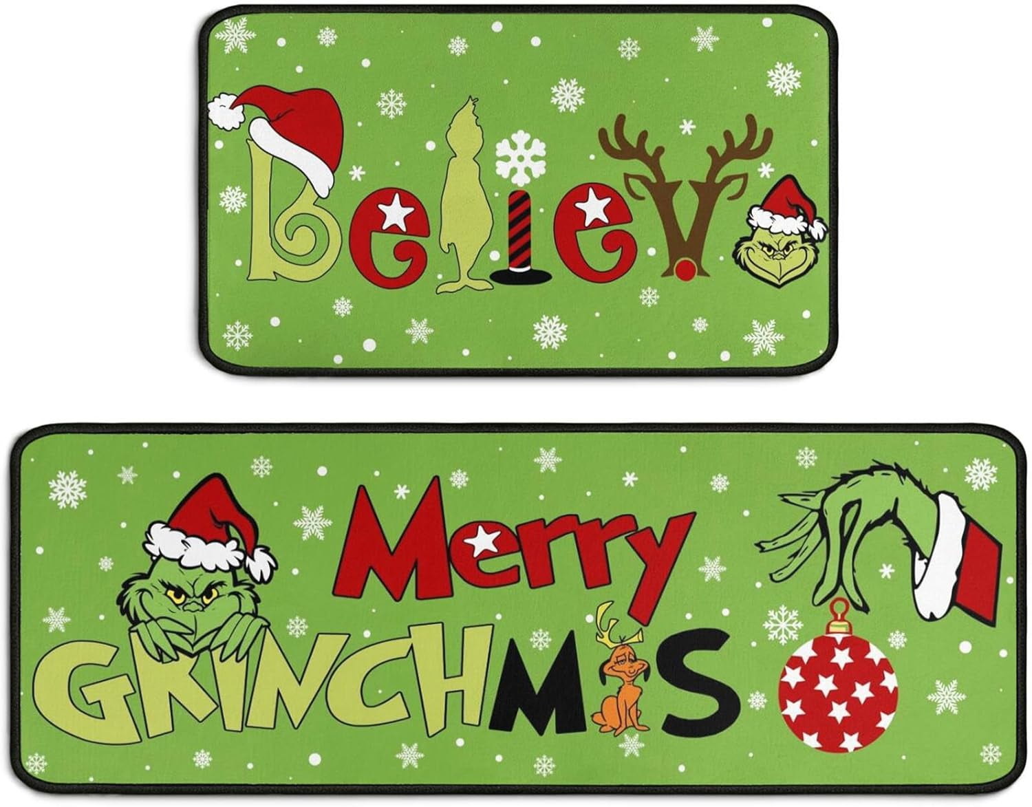 Believe Merry Grinchmas Christmas Kitchen Mat Decor, Funny Cute ...
