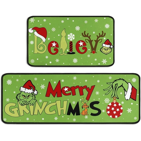 Believe Merry Grinhmas Christmas Kitchen Mat Decor, Funny Cute ...