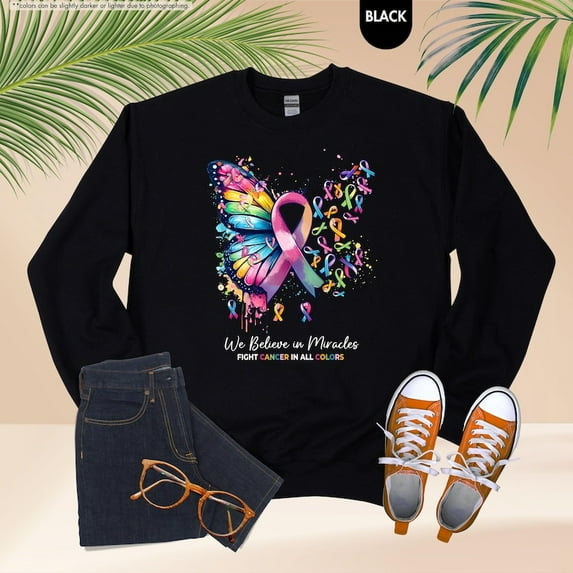 We Believe in Miracles Fight Cancer in All Colors Shirt, Cancer ...
