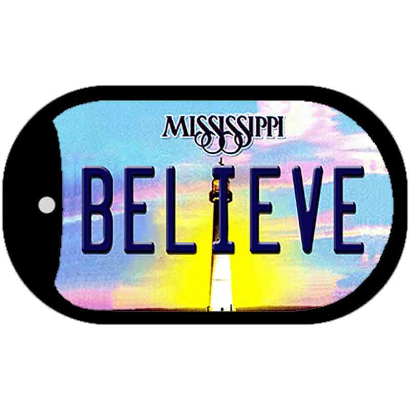 Believe Mississippi Novelty Metal Dog Tag Necklace DT-6589 2" x 1" Dog ...