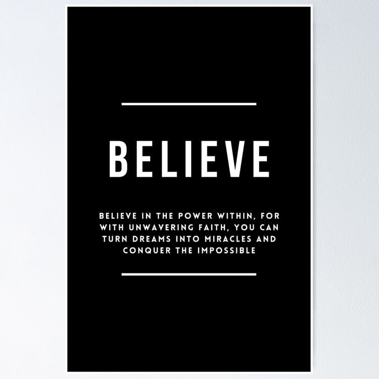 Believe Motivational Inspirational Definition Quote Sign Words Poster ...