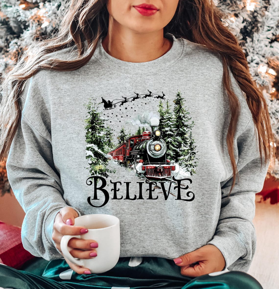 Believe North Pole Train Sweatshirt, Season Train To North Pole ...