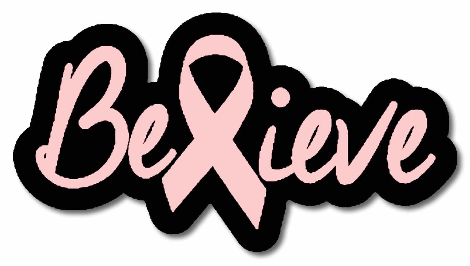 Believe Pink Ribbon Breast Cancer Decal Sticker Digital Print 6" Inches ...