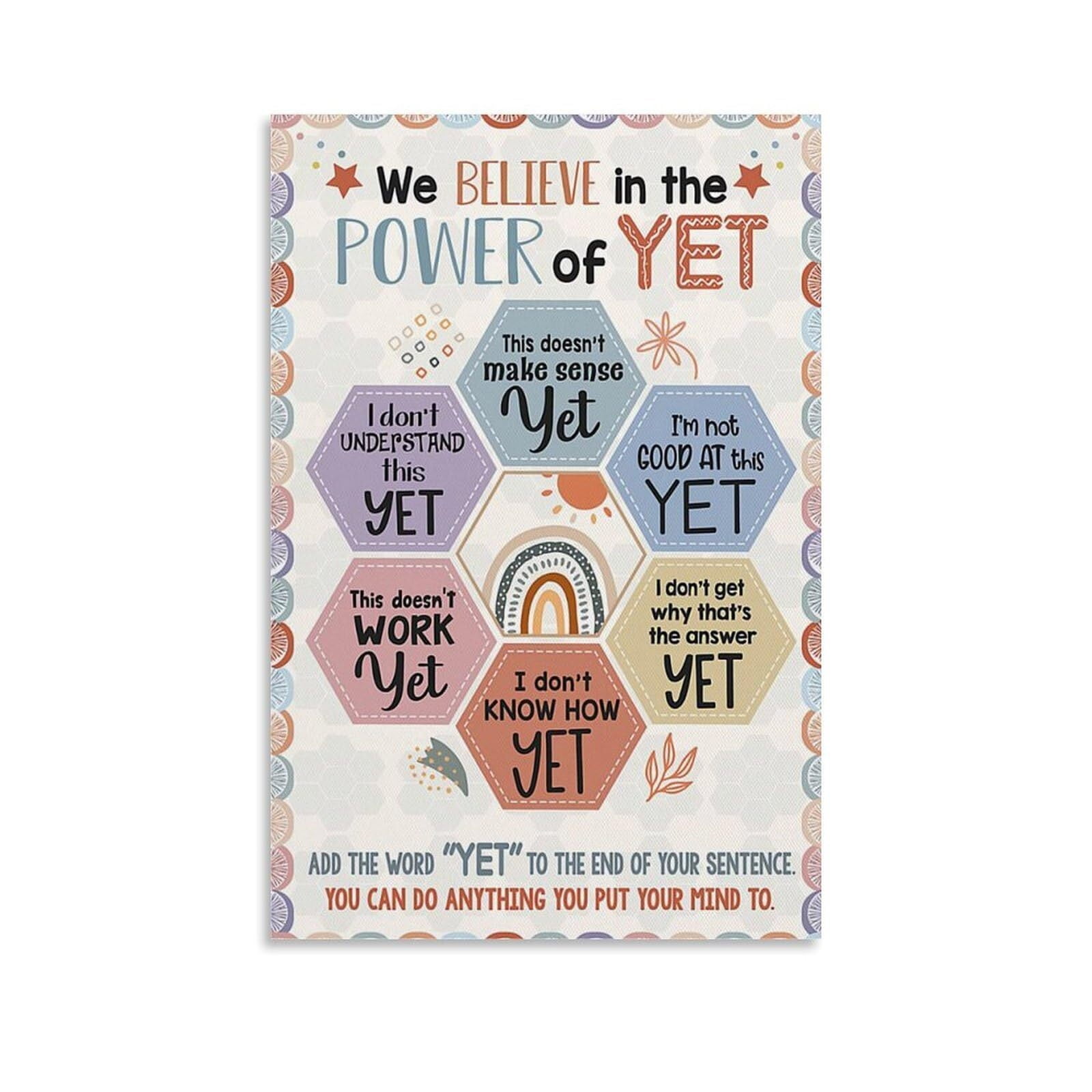 We Believe In The Power Of Yet Vertical Poster Back to School Teacher Counselor Kids ...