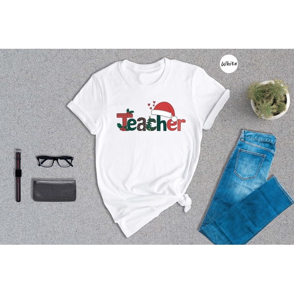 Believe Shirt Tree Holiday Tee Festive Santa and Tree Graphic Heather ...