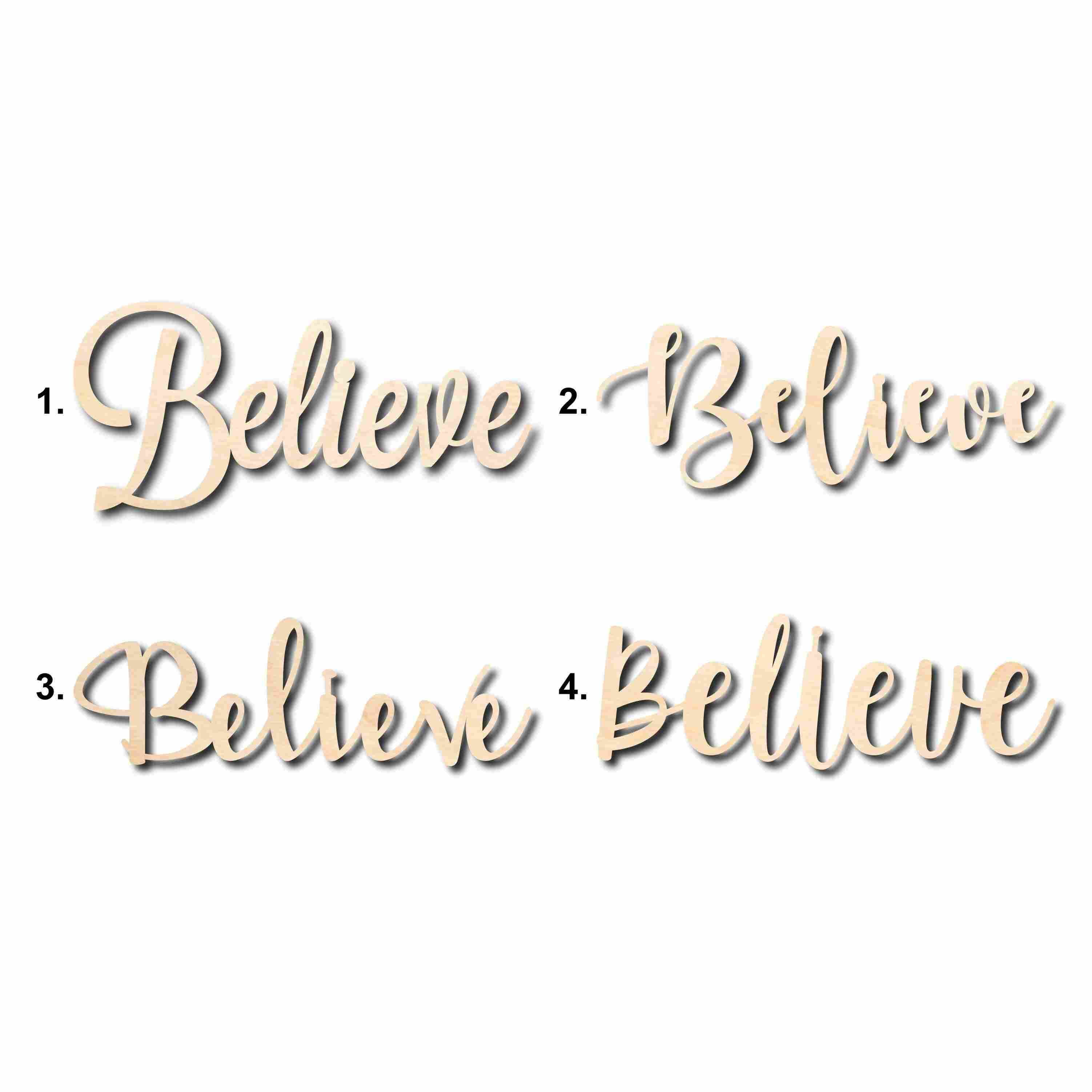 Believe Sign Unfinished Wood Cutout Home Decor DIY Option 2- 14" Wide ...