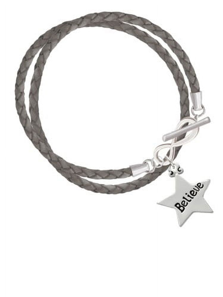 Believe Star - Elegant Infinity Shimmer Grey Leather Wrap Bracelet ...