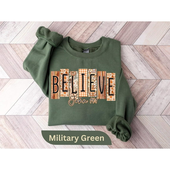 Believe Sweatshirt, Cozy Winter Believe Sweatshirt, for Faith, season ...