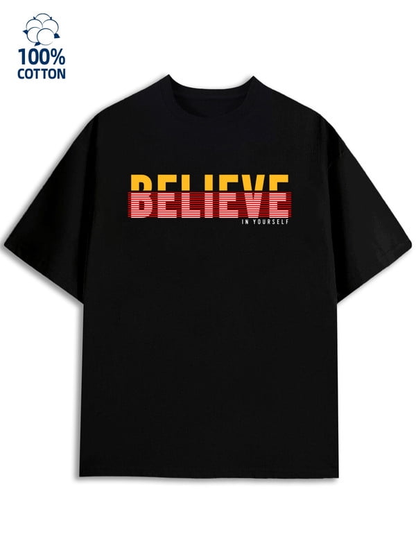 Believe in Yourself T-Shirt mens faith black Spring and summer clothing ...