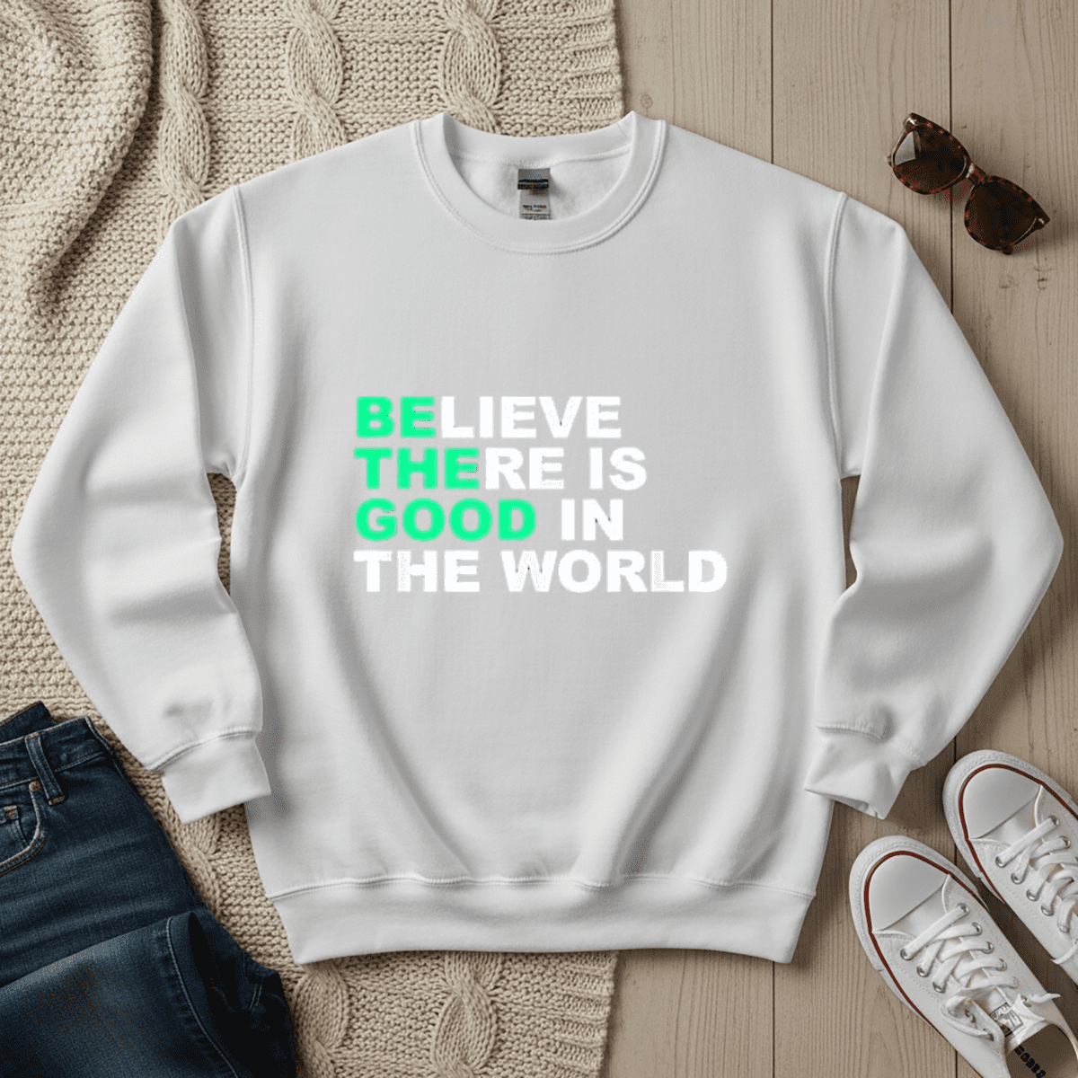 Believe There Is Good In The World Positive Message Kindness Sweatshirt ...
