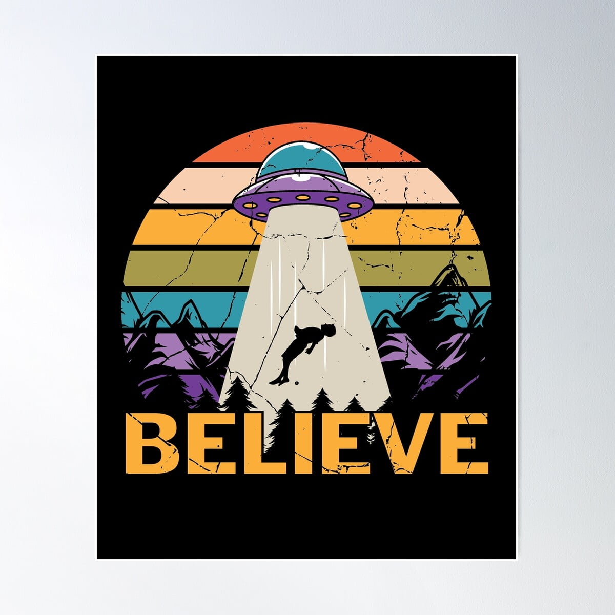 Believe Ufo And Aliens Abduction Vintage Poster Wall Art, Modern Wall ...