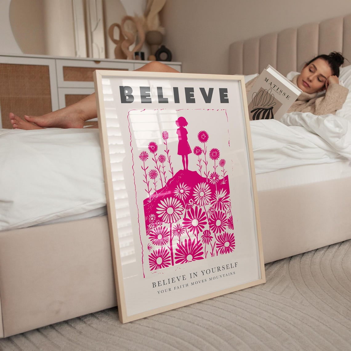 Believe In Yourself Wall Art, Pink Wall Art, Girly Wall Art, College ...