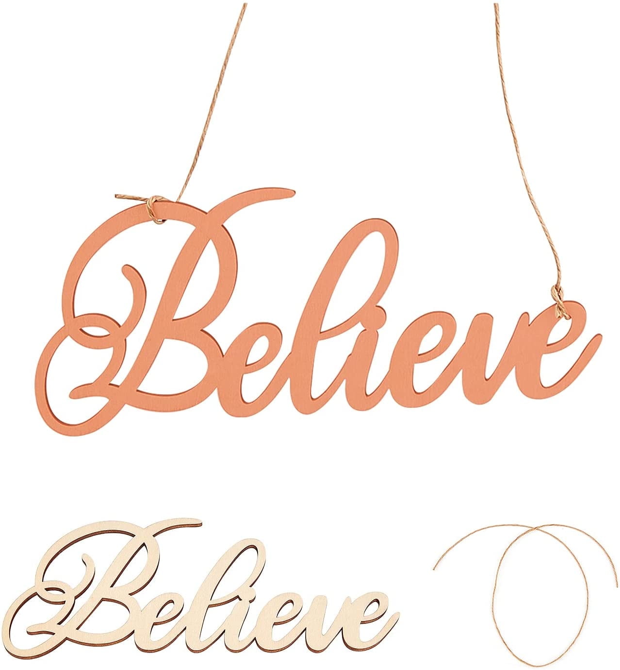 Believe Wood Sign Cutout Wooden Letter Sign DIY Block Words Sign for ...