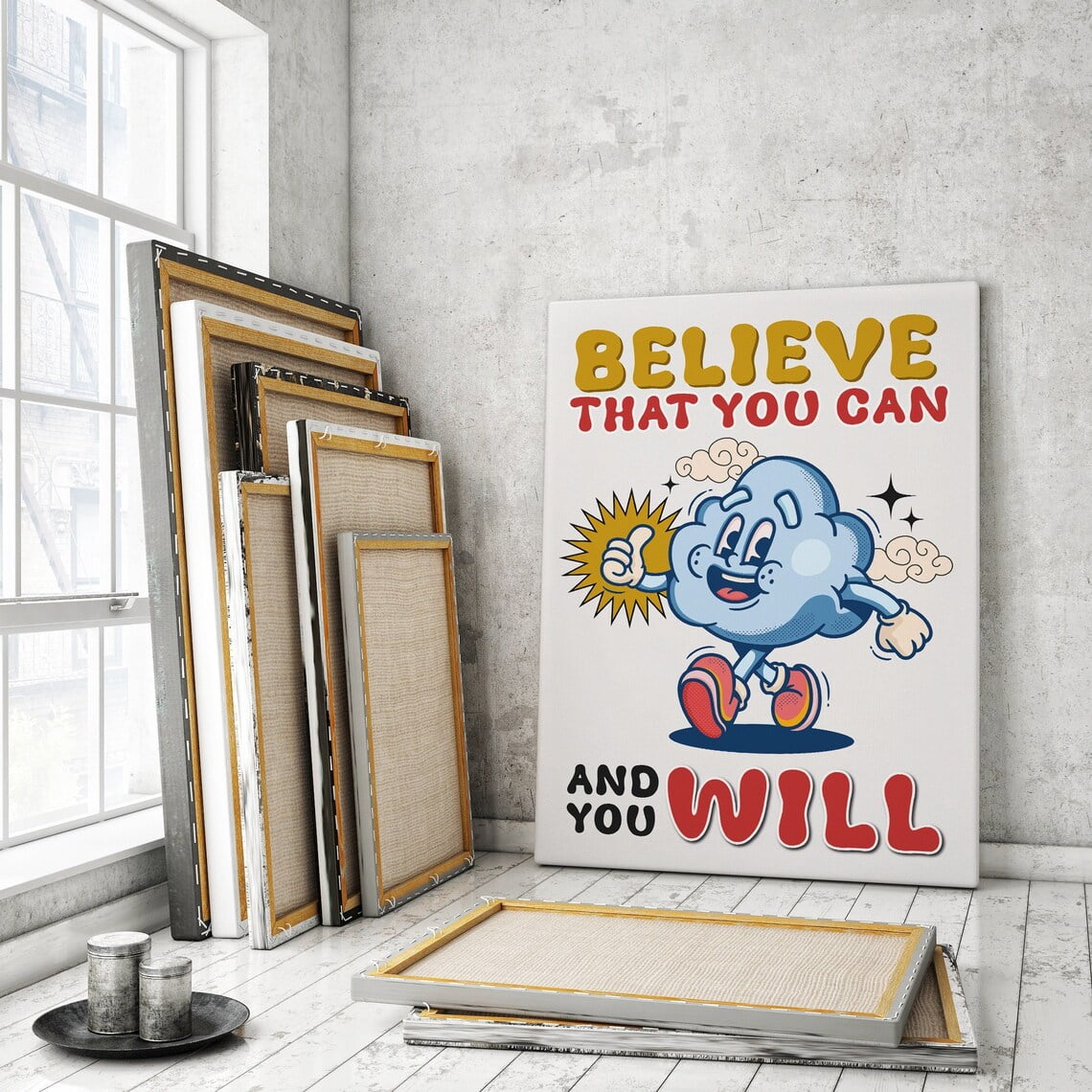 Believe That You Can Poster, Retro Motivation Poster Home Office ...