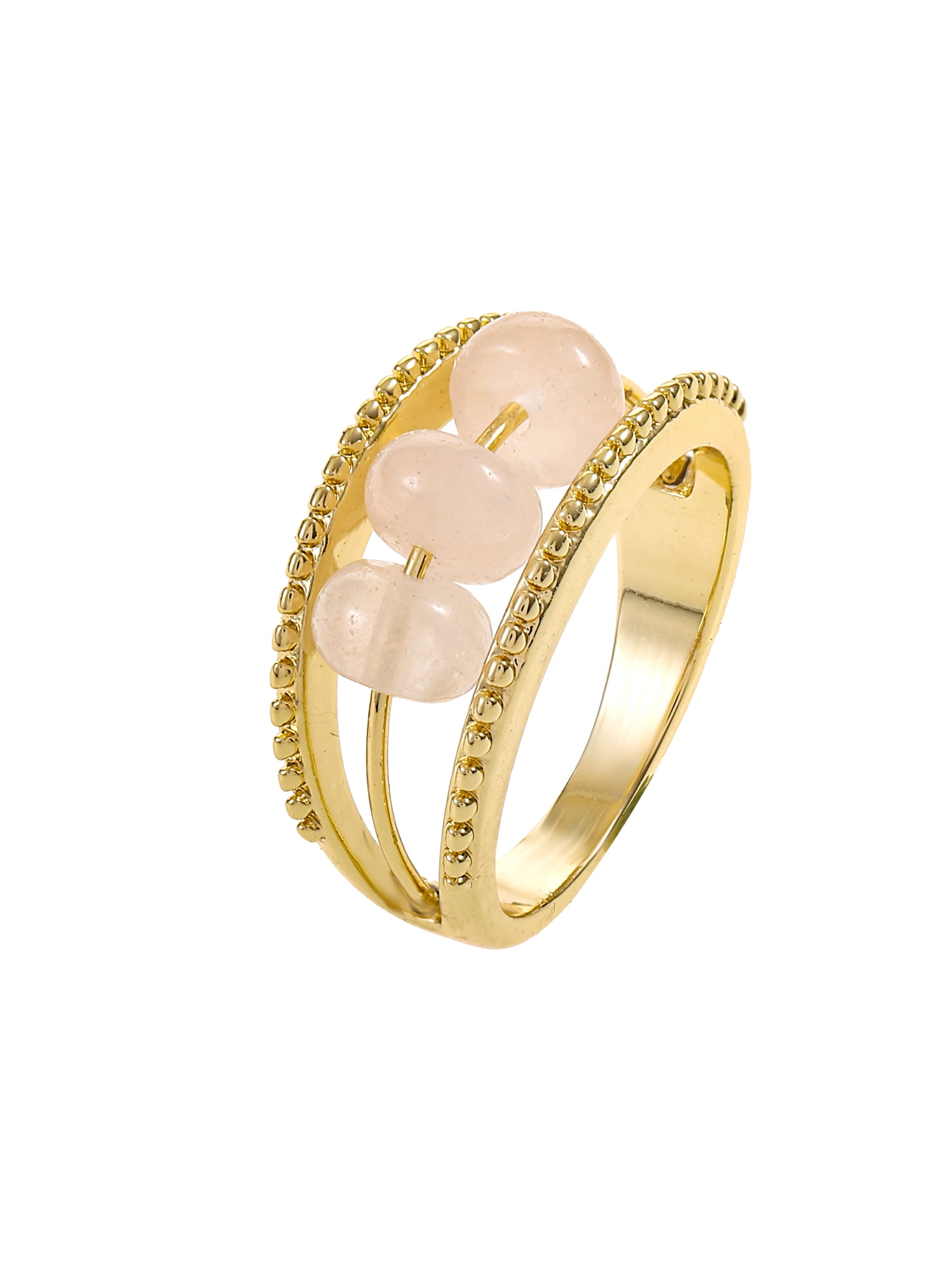Believe by Brilliance 14KT Gold Flash Plated, Rose Quartz Ring, Fidget ...