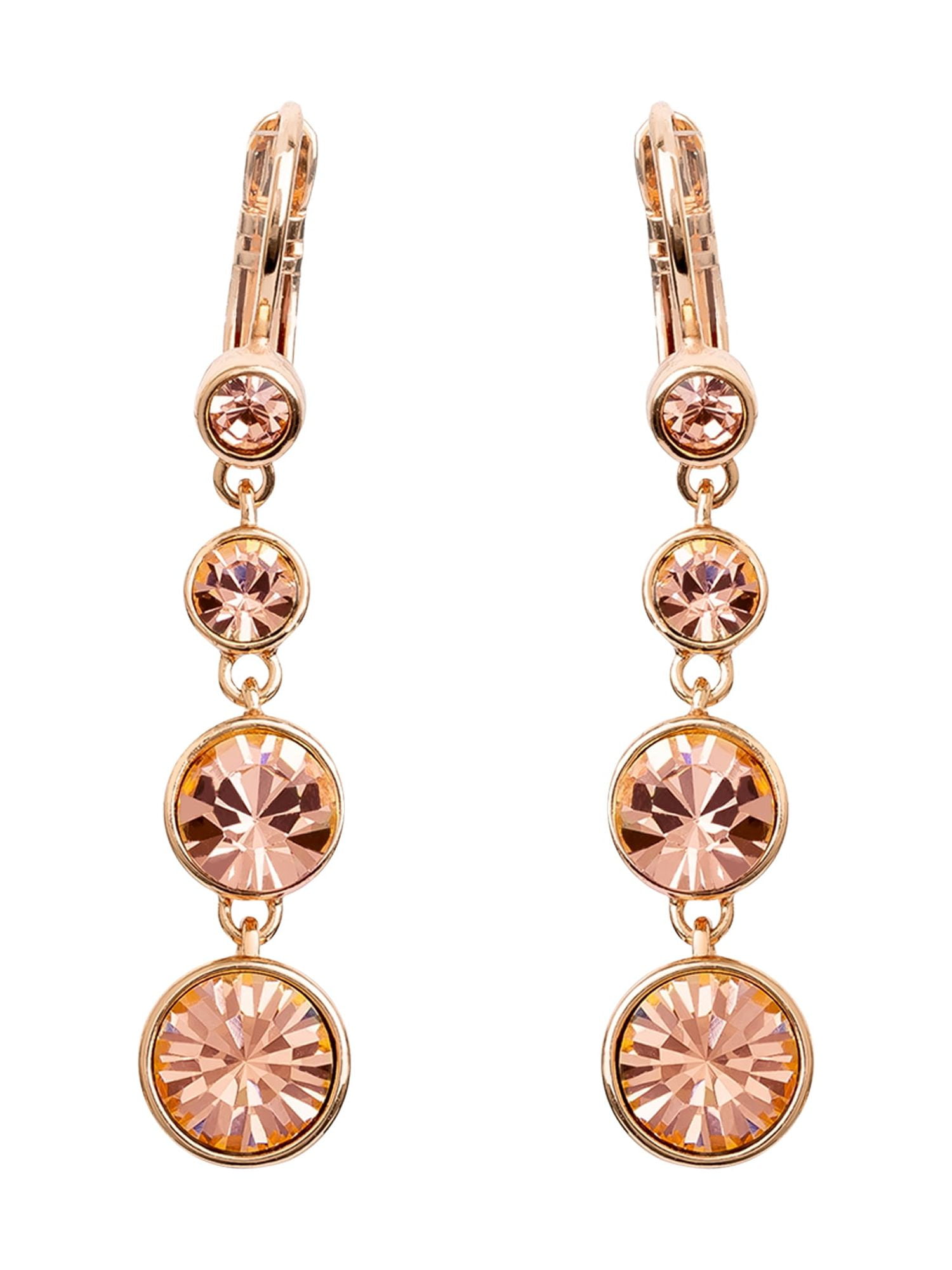 Believe by Brilliance 14kt Gold Flash Plated Peach Crystal Drop Earring - Walmart.com