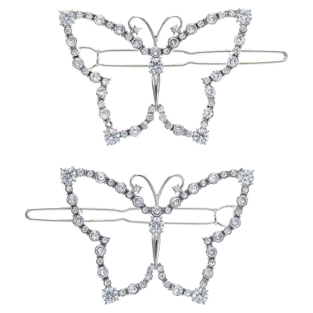 Believe by Brilliance Silver-Plated Butterfly Hair Clips 2 Pieces with ...