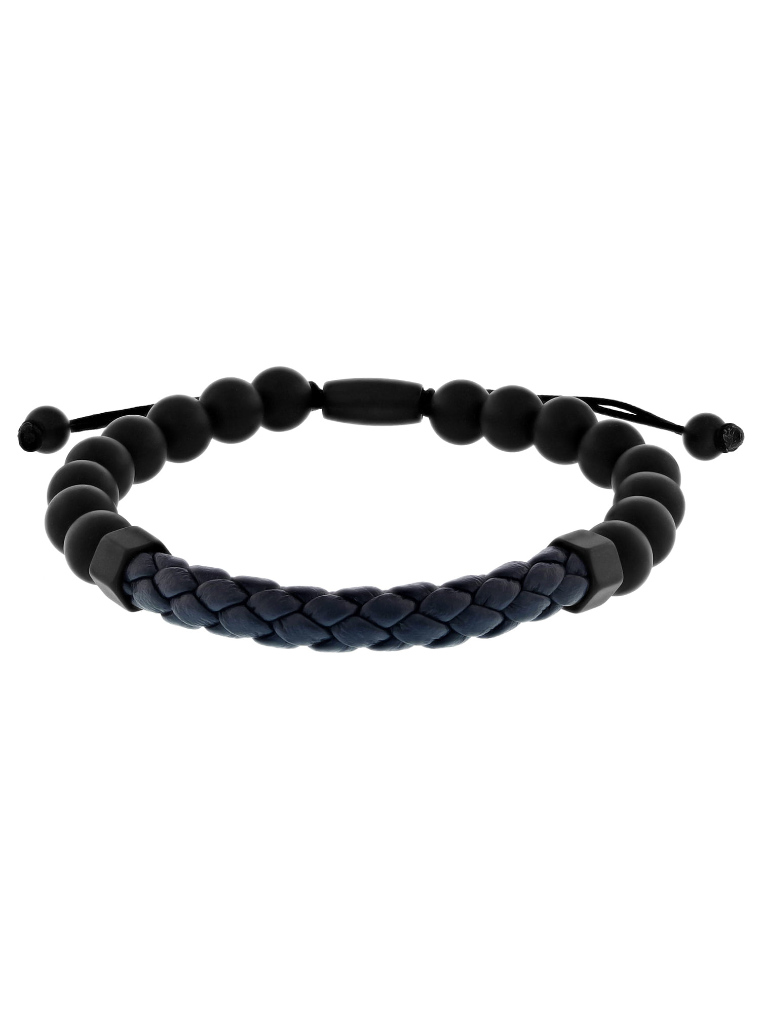 Believe by Brilliance Men’s Stainless Steel, Navy Blue Faux Leather ...