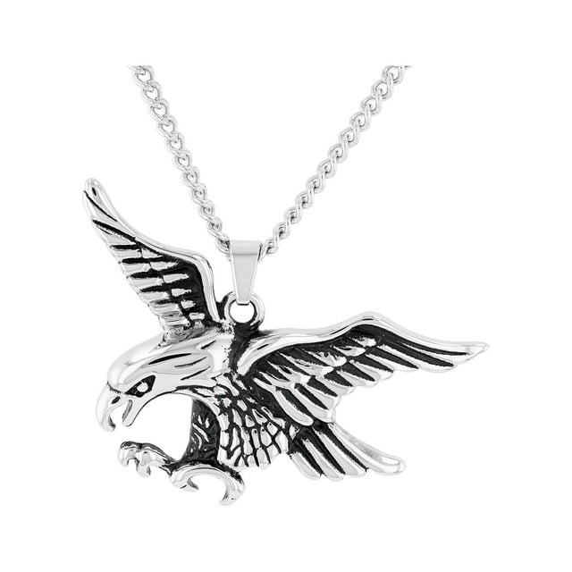 Believe by Brilliance Stainless Steel Hunting Eagle Pendant Necklace ...