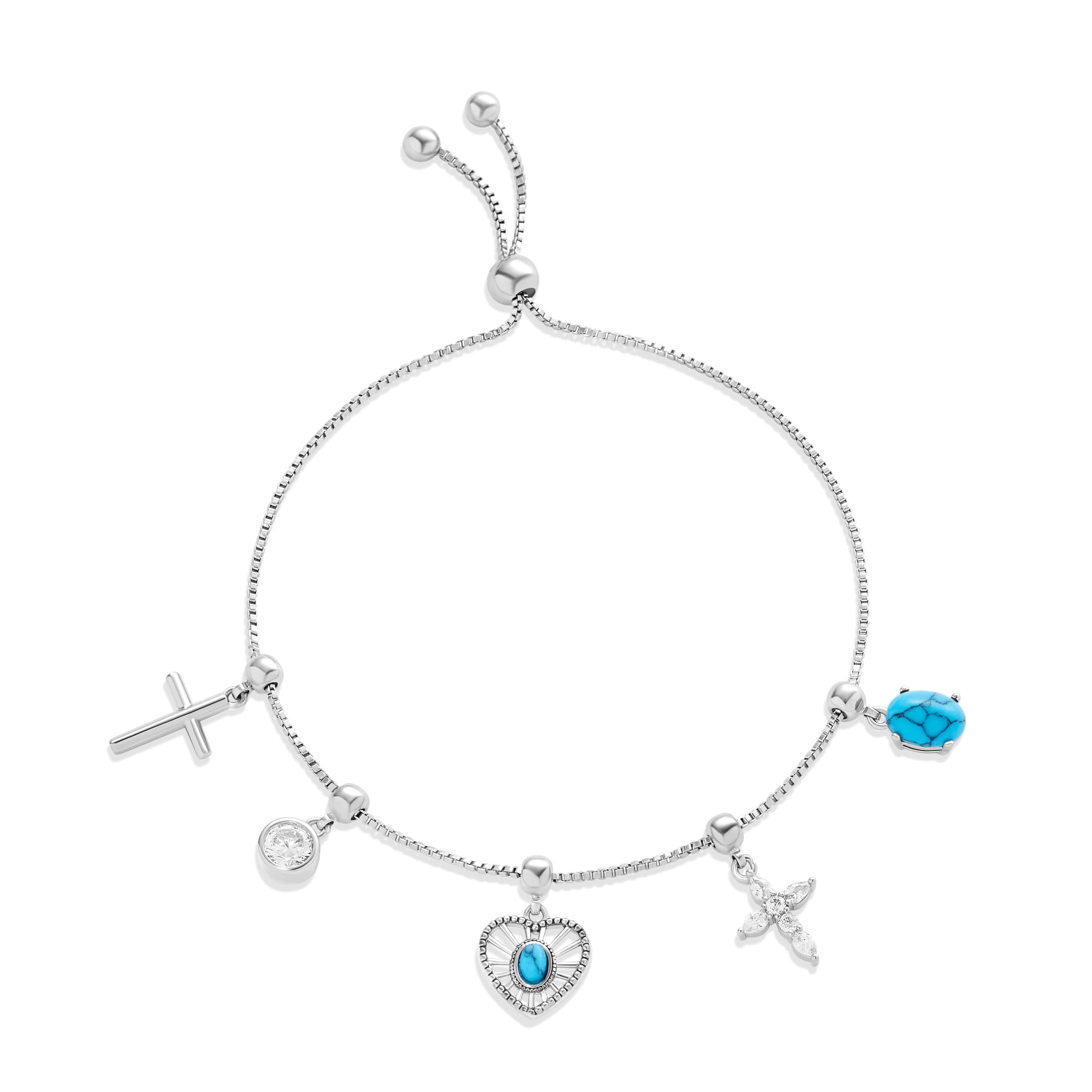 Believe Women's Silver Plated Slider Charm Bracelet Adjustable Jewelry ...